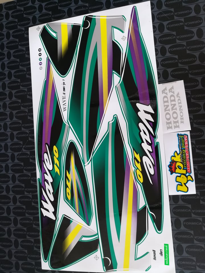 สติ๊กเกอร์ WAVE 110 สีเขียว ปี 2001 รุ่น 7 เวฟ 100 เก่า สีสวยคุณภาพดี ...