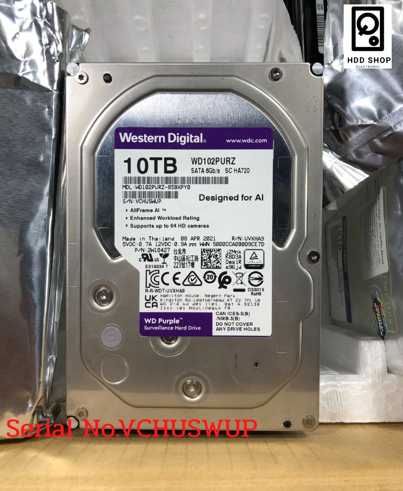 10TB WD Purple 7200RPM SATA III (ฮาร์ดดิสก์ 3.5 นิ้ว) 6GB/s 256MB ...