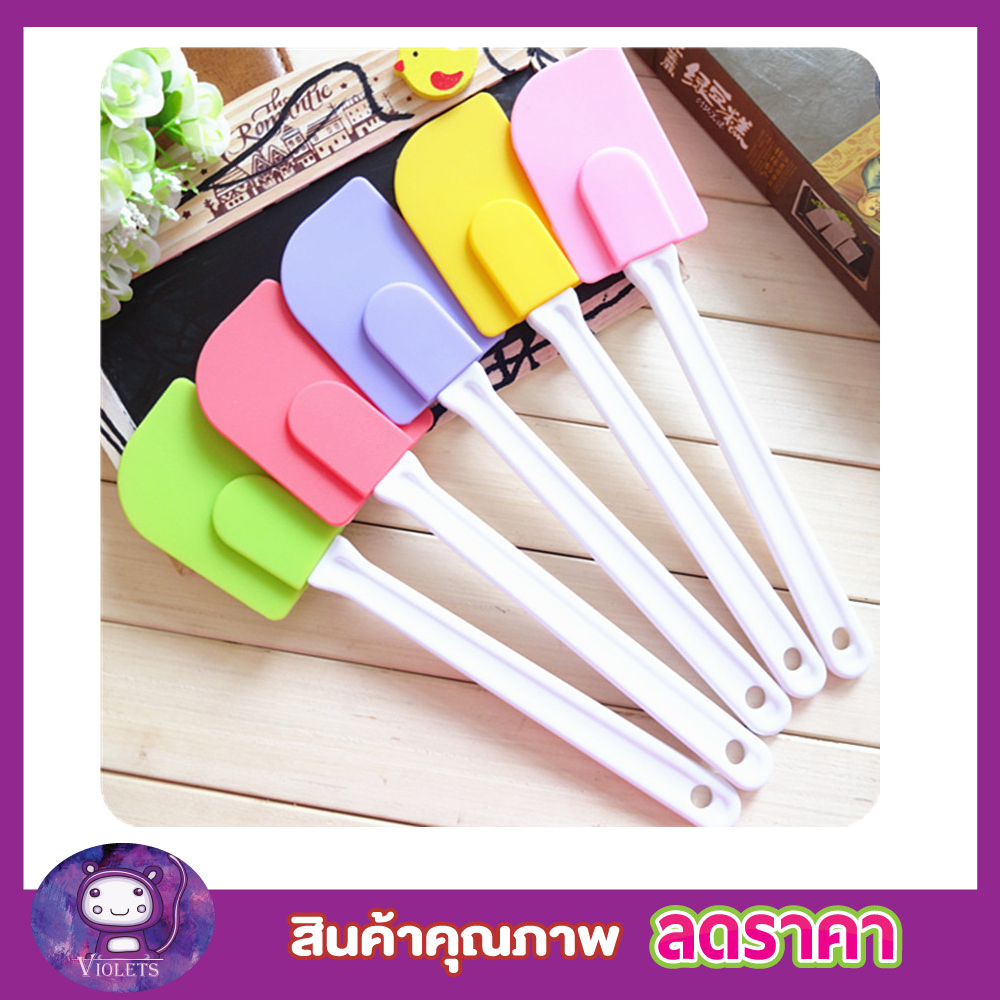 ไม้พายซิลิโคน ด้ามพลาสติกใส ไม้พายทำขนม ไม้พายทาเนย ไม้พายปาดครีม ยาว ...