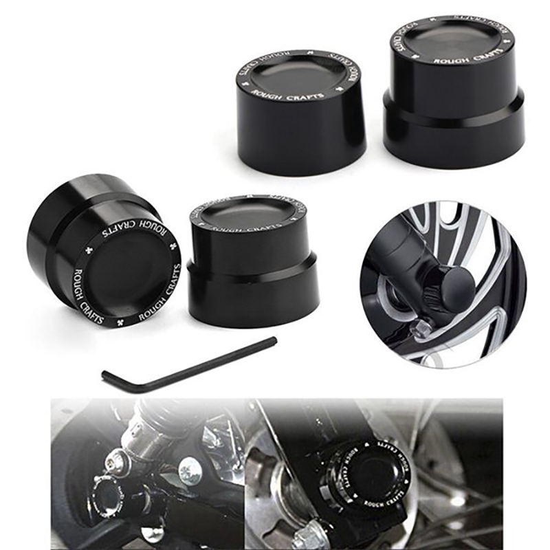 4 Pcs Black Aluminum Rough Craft Carving Front & Rear Axle Nut Covers ...
