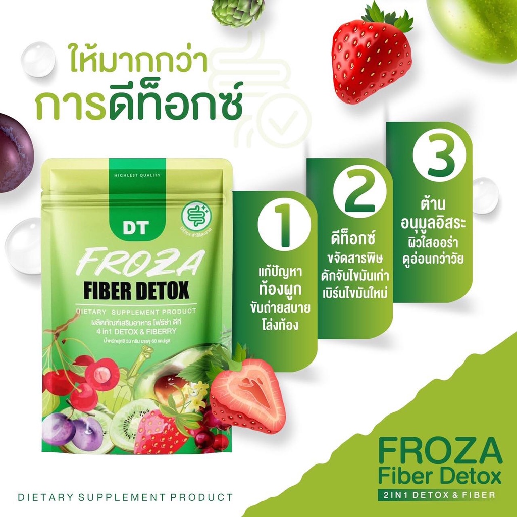 FROZA ฟอร์ซ่า Fiber Detox ไฟเบอร์ ดีท็อก ผักและผลไม้รวม ถ่ายดีจริง 60 แคปซูล | Detox เขียว ...