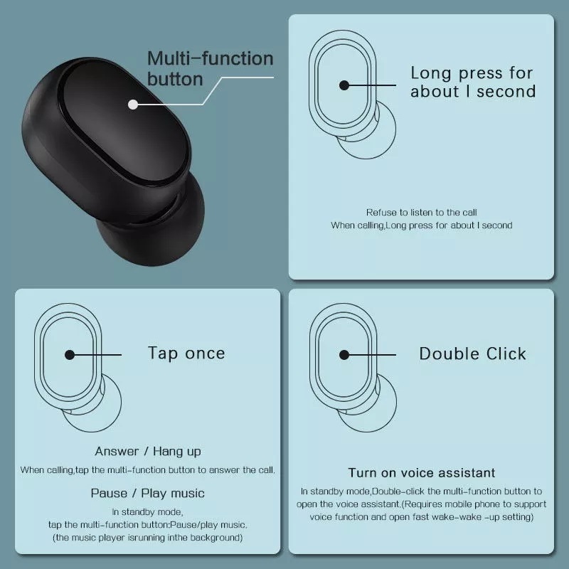 Airdots 2 TWS Wireless Bluetooth 5.0 Earphone Mi True Wireless Earbuds ...