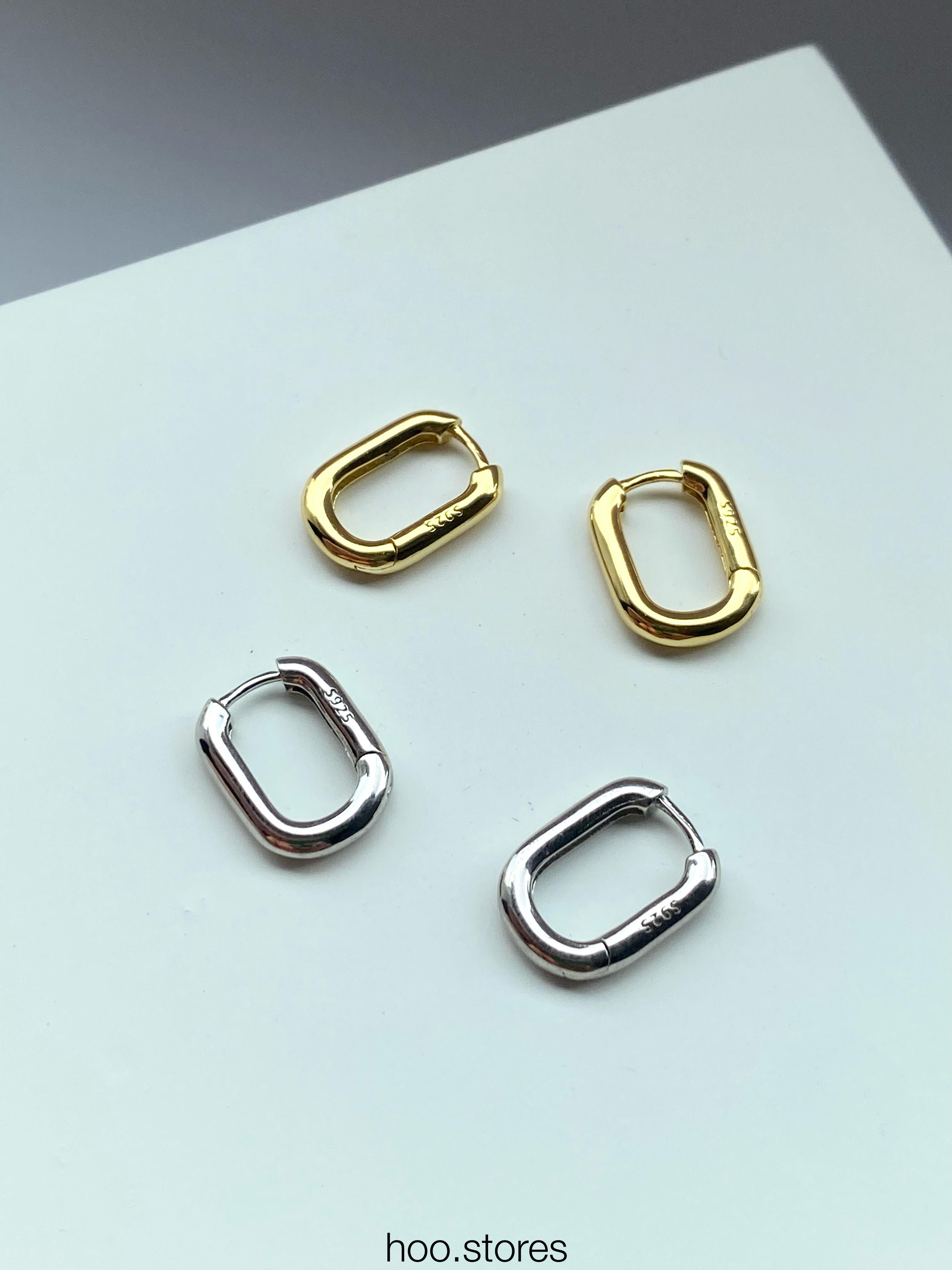 all silver 925 hoo.stores Classy U U Hoop (Rhodium18k Gold plated) ต่างหูห่วงเงินแท้ s925 ท้ัง ...