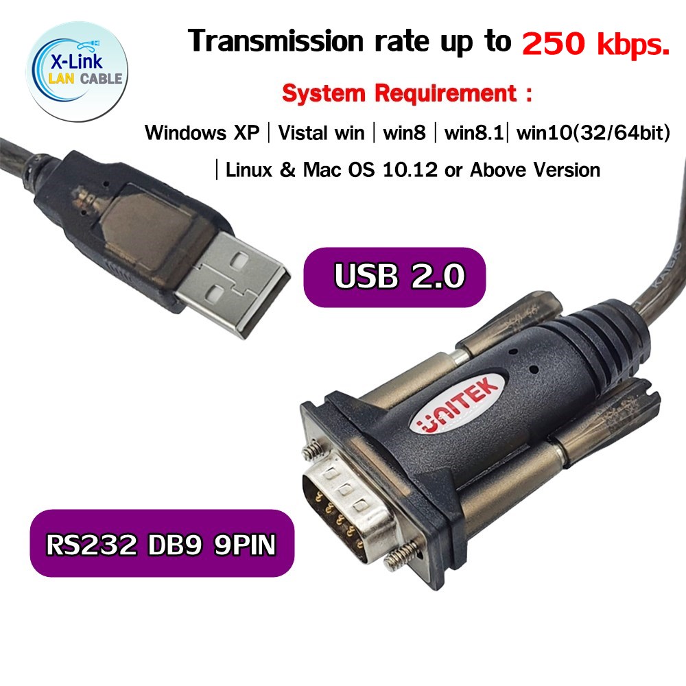 USB to Serial RS232 Cable Transmission rate up to 250 kbps.ยาว1.5ม. ...