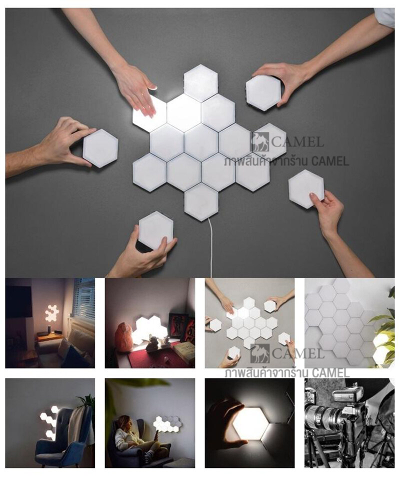 โคมไฟสัมผัส ไฟสัมพัสLED ไฟติดผนังทรงรังผึ้ง 6 เหลี่ยมโคมไฟสไตร์ DIY ...