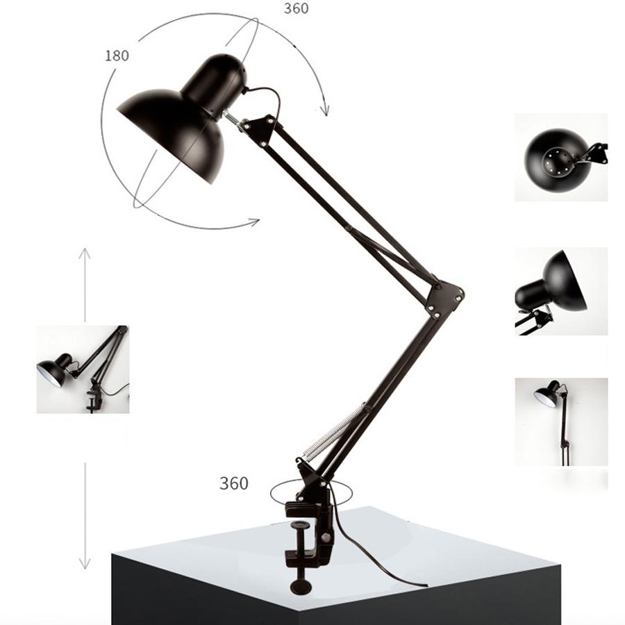 โคมไฟ หนีบโต๊ะ ปรับระดับได้รอบทิศทาง โคมไฟสีดำ รุ่น Table Reading lamp ...