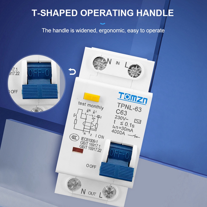 TOMZN TPNL DPNL 230V 1PN Residual Current Circuit Breaker with over and Short Current Protection ...