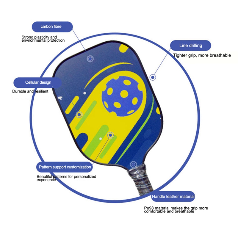 Portable Pickleball Professional Racket Set Glass Fiber Composition PP ...