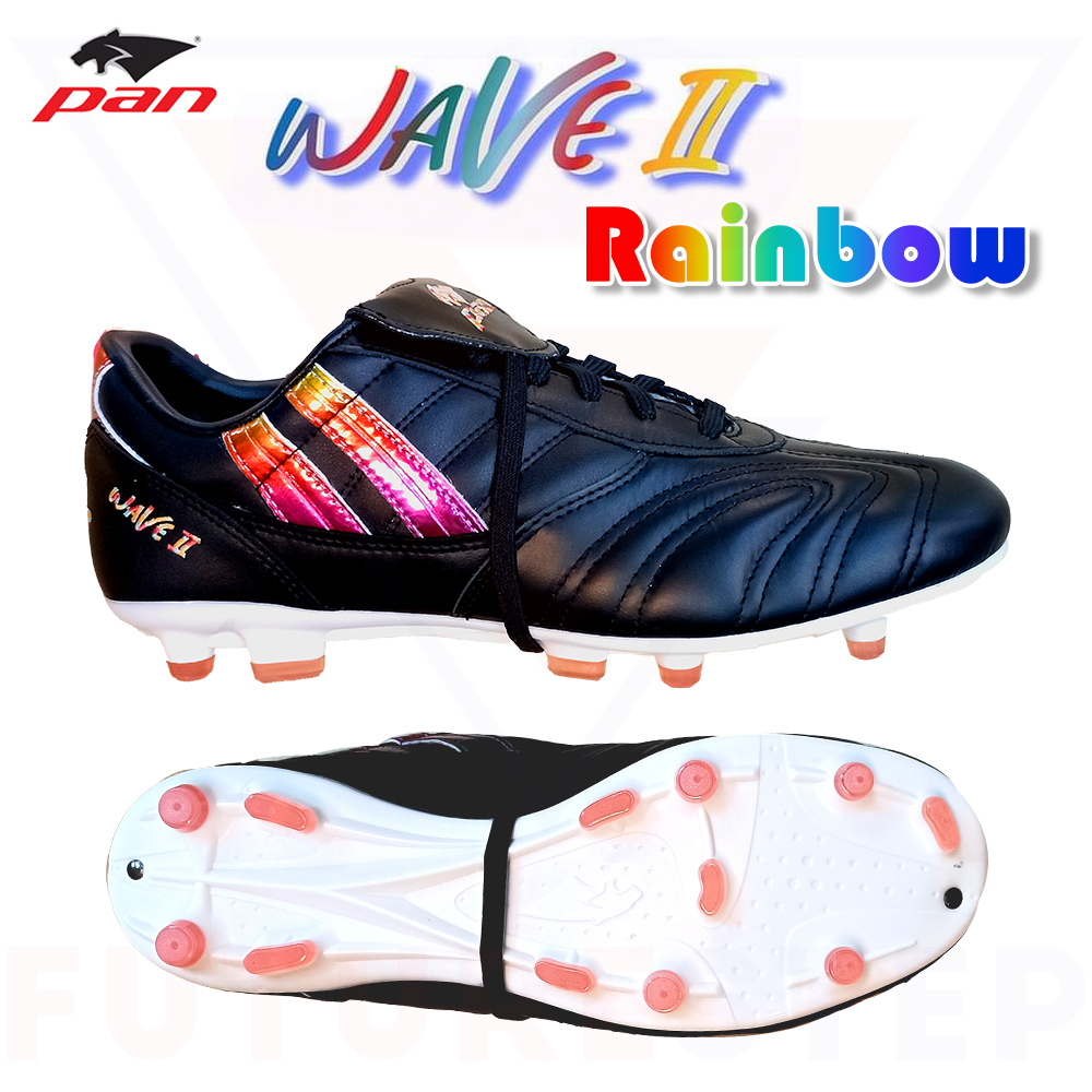 รองเท้าฟุตบอลหนังแท้ลิ้นพับ Pan Wave 2 Rainbow สำหรับสนามหญ้าจริง ...