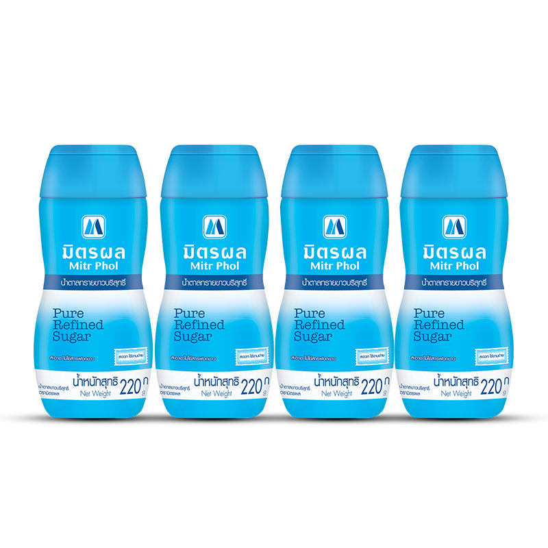 Mitrphol มิตรผล น้ำตาลทรายขาวบริสุทธิ์ ชนิดขวด 220 กรัม x 4 ขวด ...