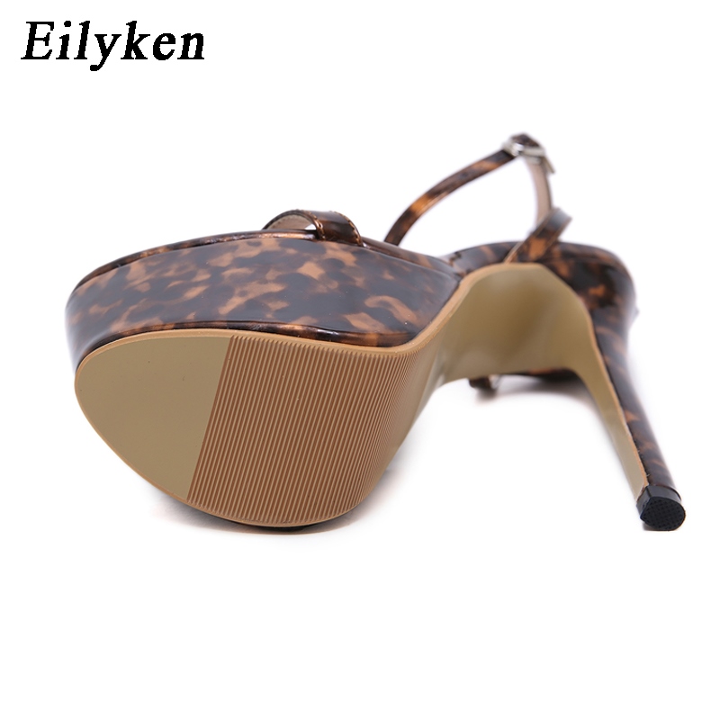 ☁ Eilyken Leopard Women High Heels Sandals 16cm Sexy Stripper Shoes Party Pumps Shoes Women ...