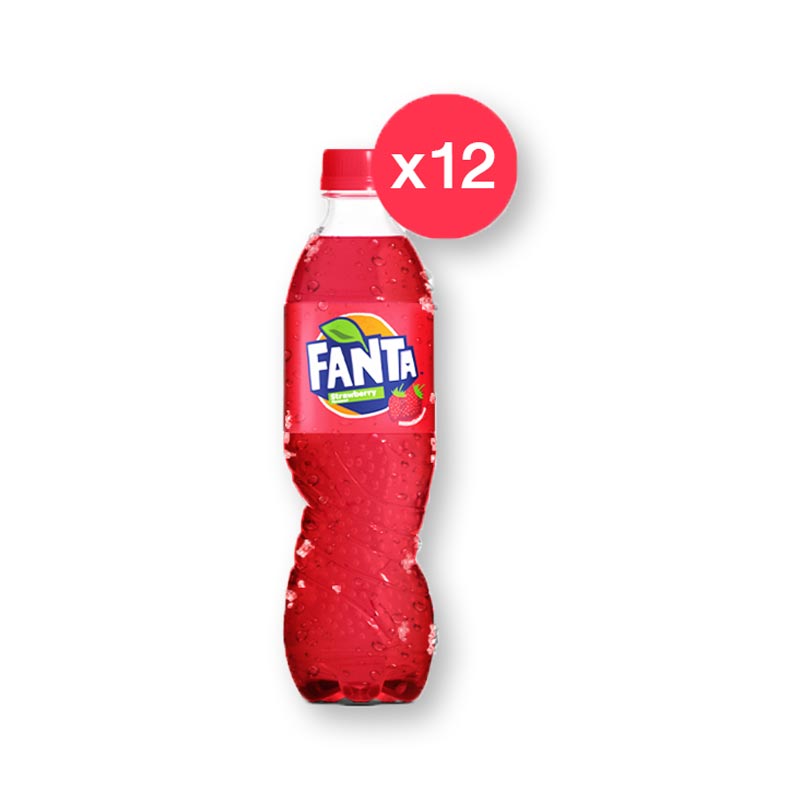 ส่งฟรี แฟนต้า น้ำอัดลม กลิ่นสตรอเบอร์รี่ 450 มล. แพ็ค 12 ขวดFanta Soft Drink Strawberry 450 ml x ...