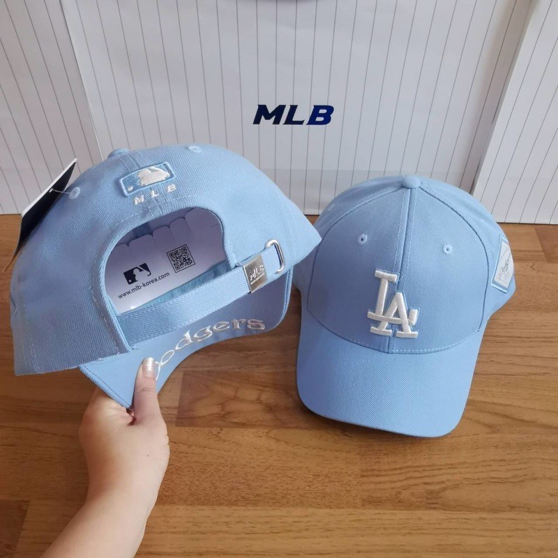 New Arrival MLB Diamond Logo Patch Ball Cap หมวกสีฟ้า โลโก้ LA - hat ...