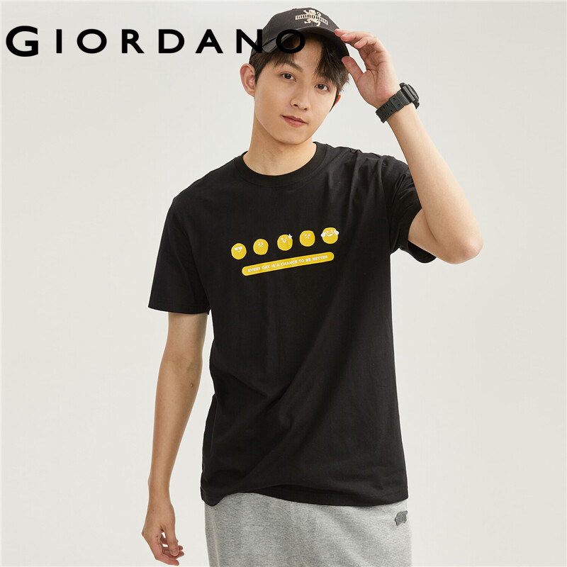 GIORDANO Men T-Shirts 100% Cotton Solid Color Simple Basic T-Shirts ...