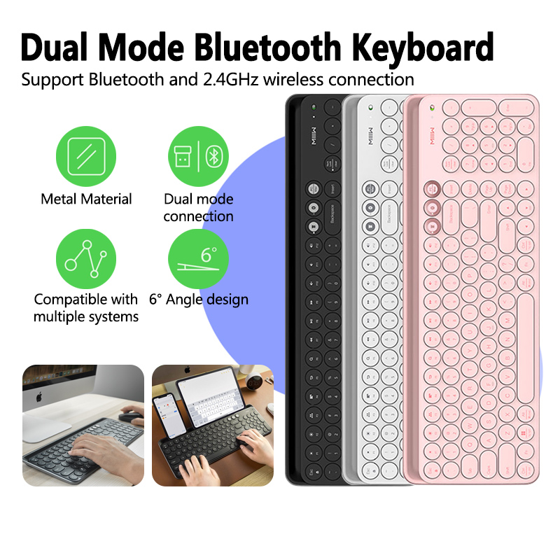 MIIIW Xiaomi คีย์บอร์ดบลูทูธไร้สาย โหมดบลูทูธคู่คีย์บอร์ด 102คีย์ ...