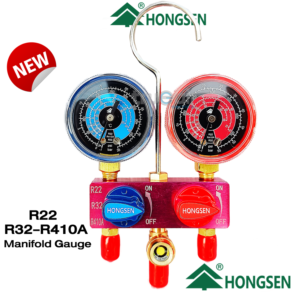 แมนิโฟลด์เกจ Hongsen HS-M02 New Manifold Gauge BallValve เกจใช้วัดน้ำยา ...