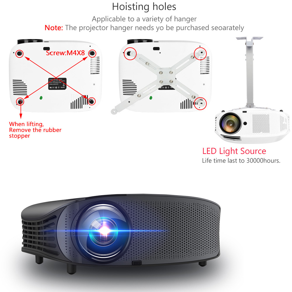 YG600 HD Projector HD โปรเจคเตอร์ 4000 Lumens จอแอลซีดี Beamer สนับสนุน ...