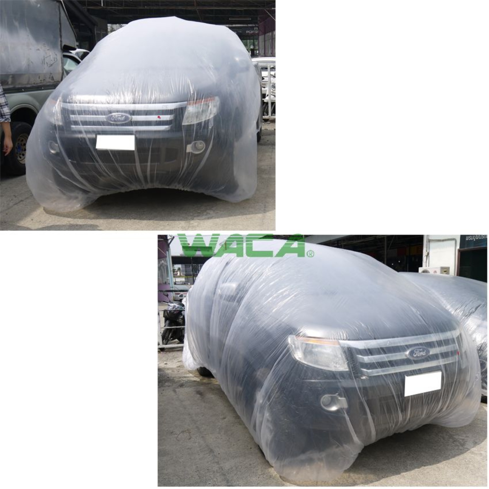 WACA รุ่น PE พลาสติกคลุมรถ พลาสติกใสคลุมรถ ไร้รอยเย็บ น้ำไม่ซึม ป้องกันฝน ป้องกันฝุ่น (ไซส์ S,M ...