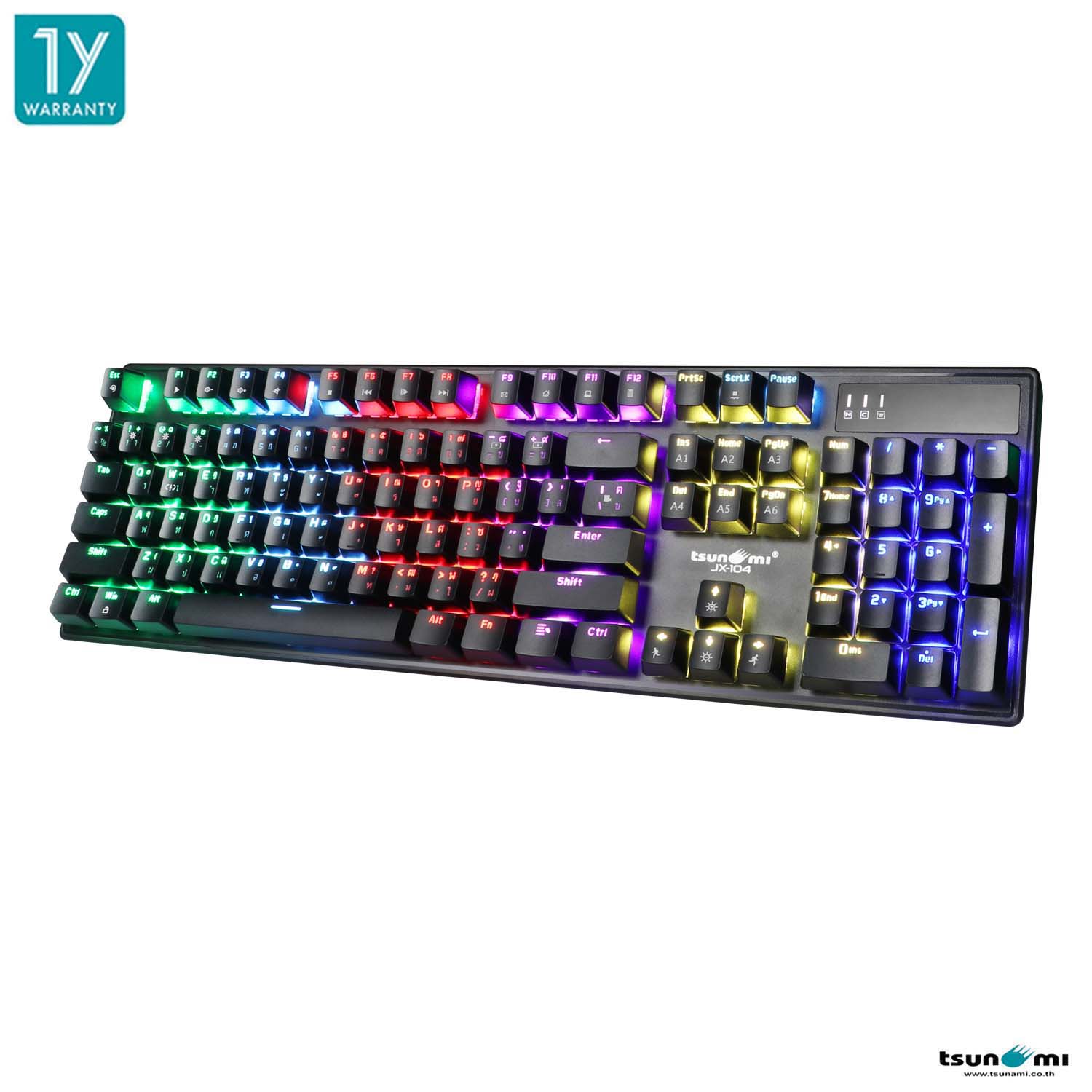 คีย์บอร์ดเกมมิ่ง Tsunami JX-104 100 Compact Mechanical Gaming Keyboard ...