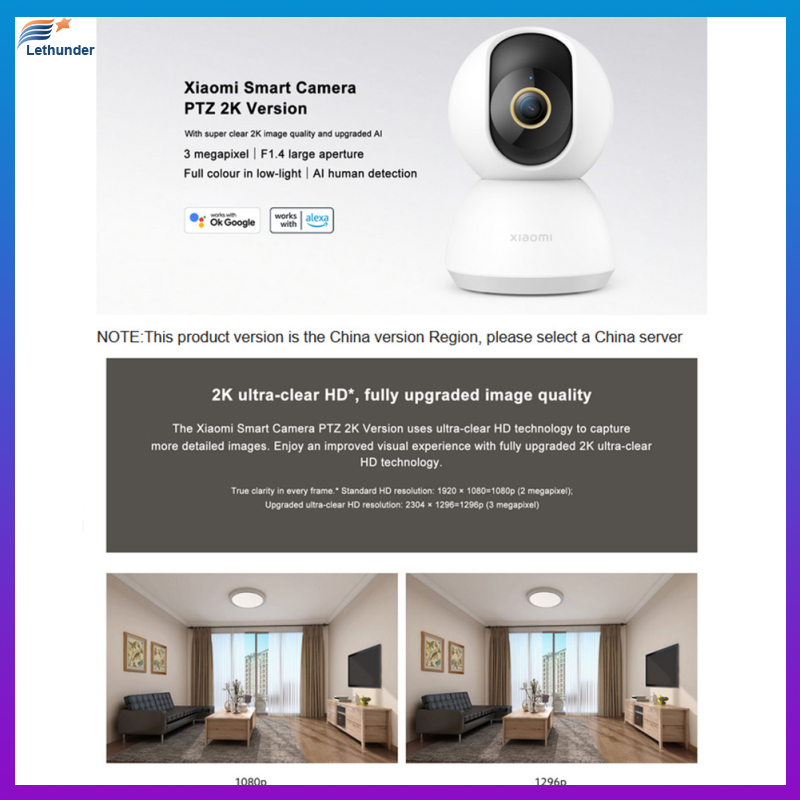 Smart Home Security Camera 2k Monitor 1296p Hd Ultra-Clear Ip Panoramic ...