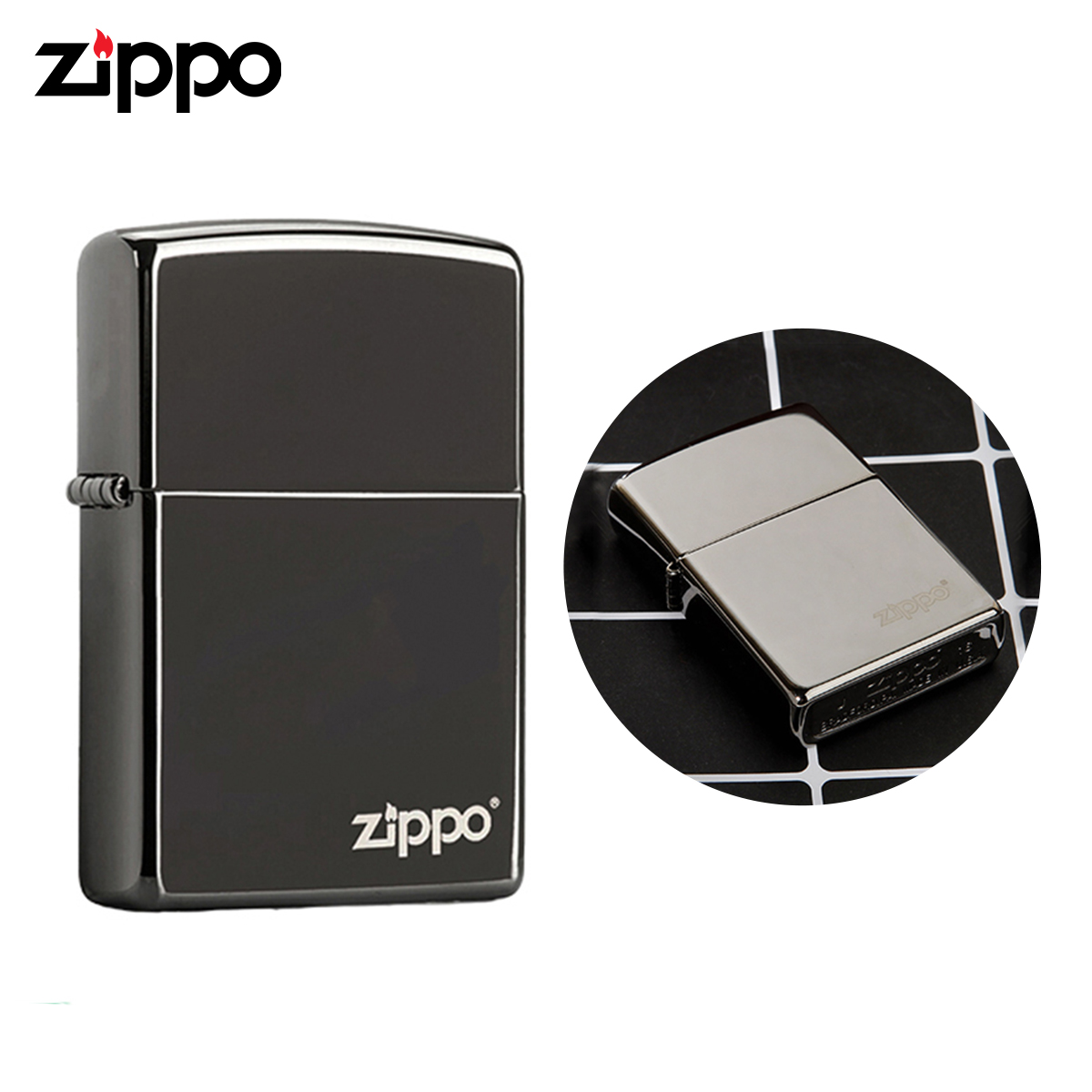 Zippo Classic Black Ice Design with Logo Windproof Pocket Lighter | Zippo 150ZL ( Lighter ...