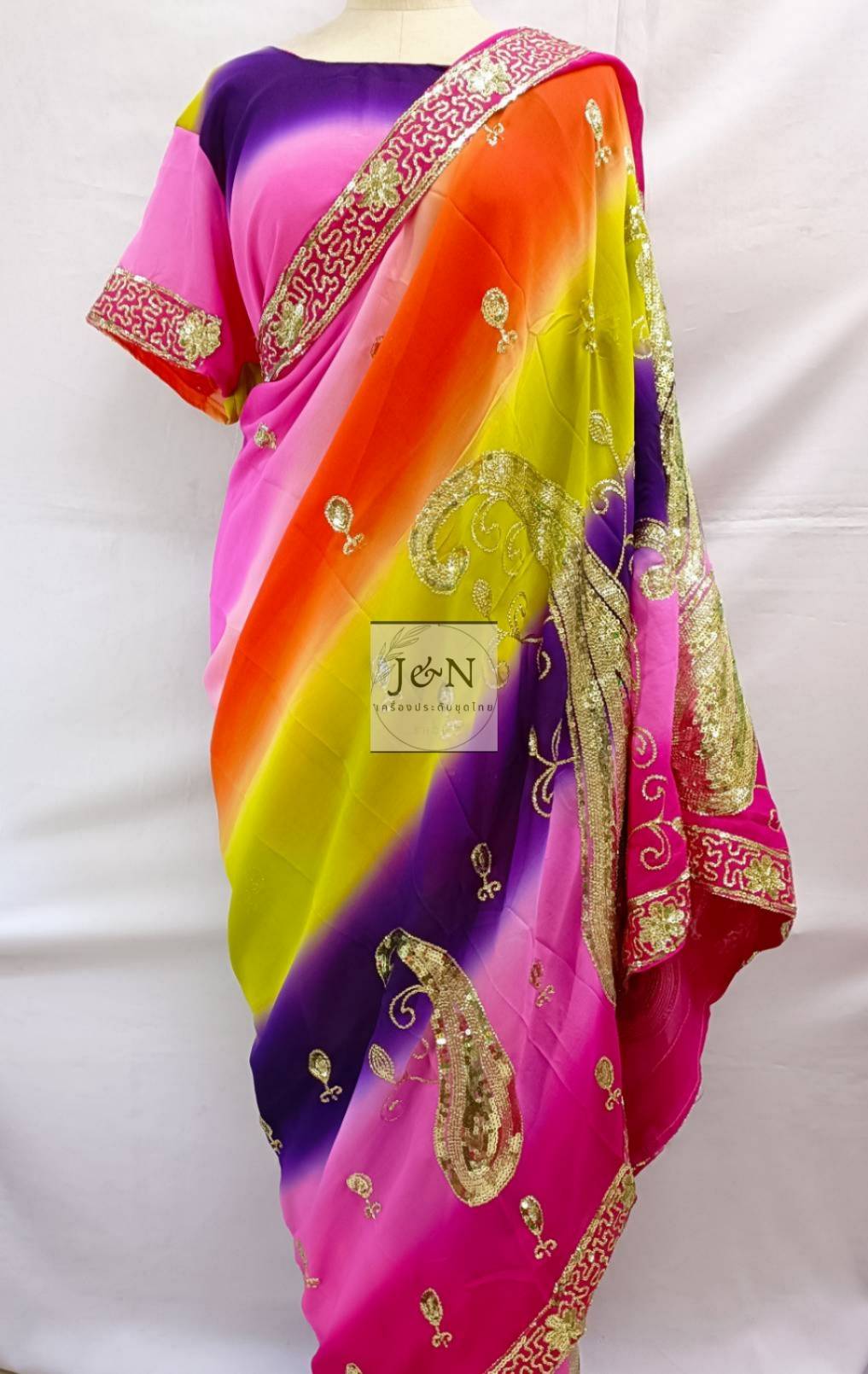 ชุดส่าหรี ชุดคังคุไบขนาดฟรีไซต์ มีหลายสีให้เลือกคะ(1) | Lazada.co.th