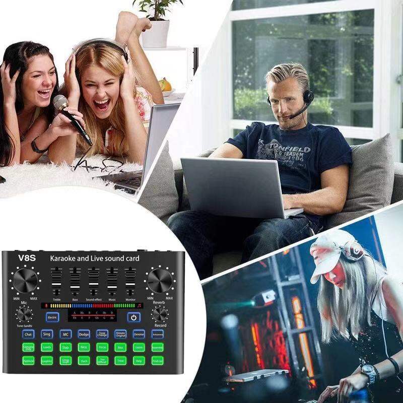 V8S Phone Sound Card V8 Audio Stereo Headset Microphone Webcast ...