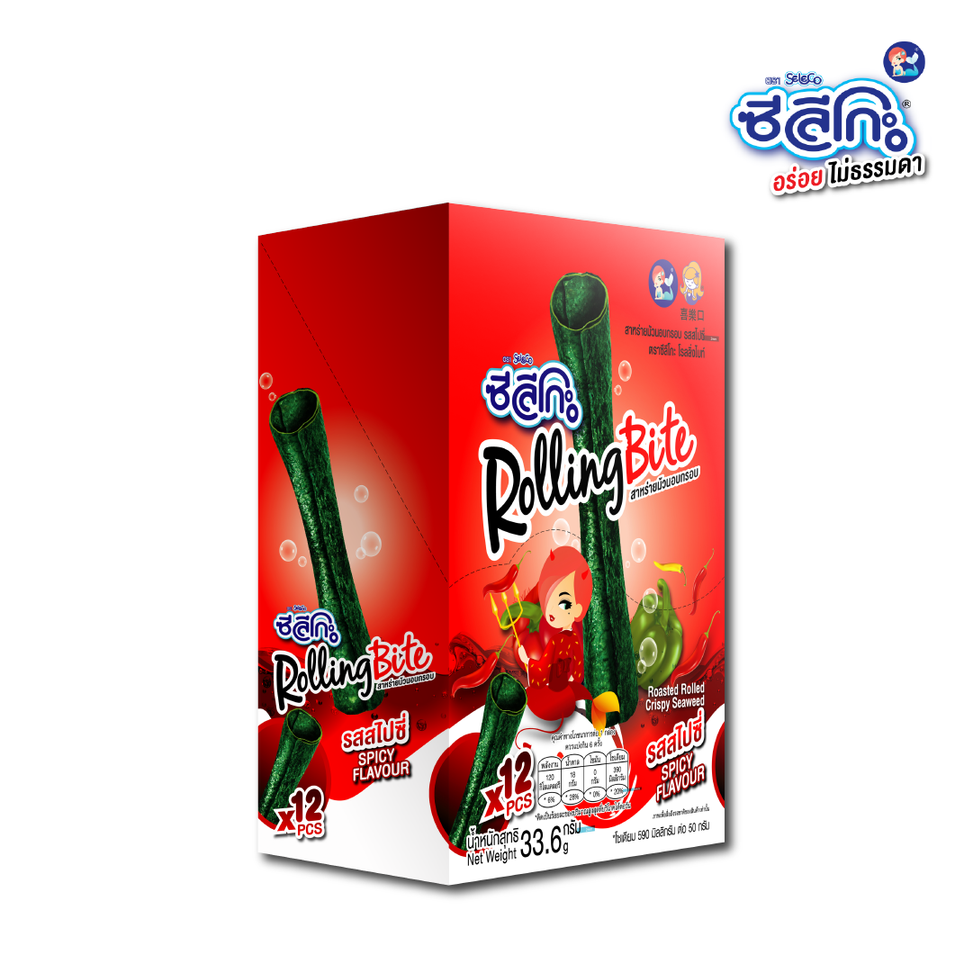 ซีลีโกะ Rolling Bite สาหร่ายม้วนอบกรอบ รสสไปซี่ (ขนาด 33.6 กรัม ...