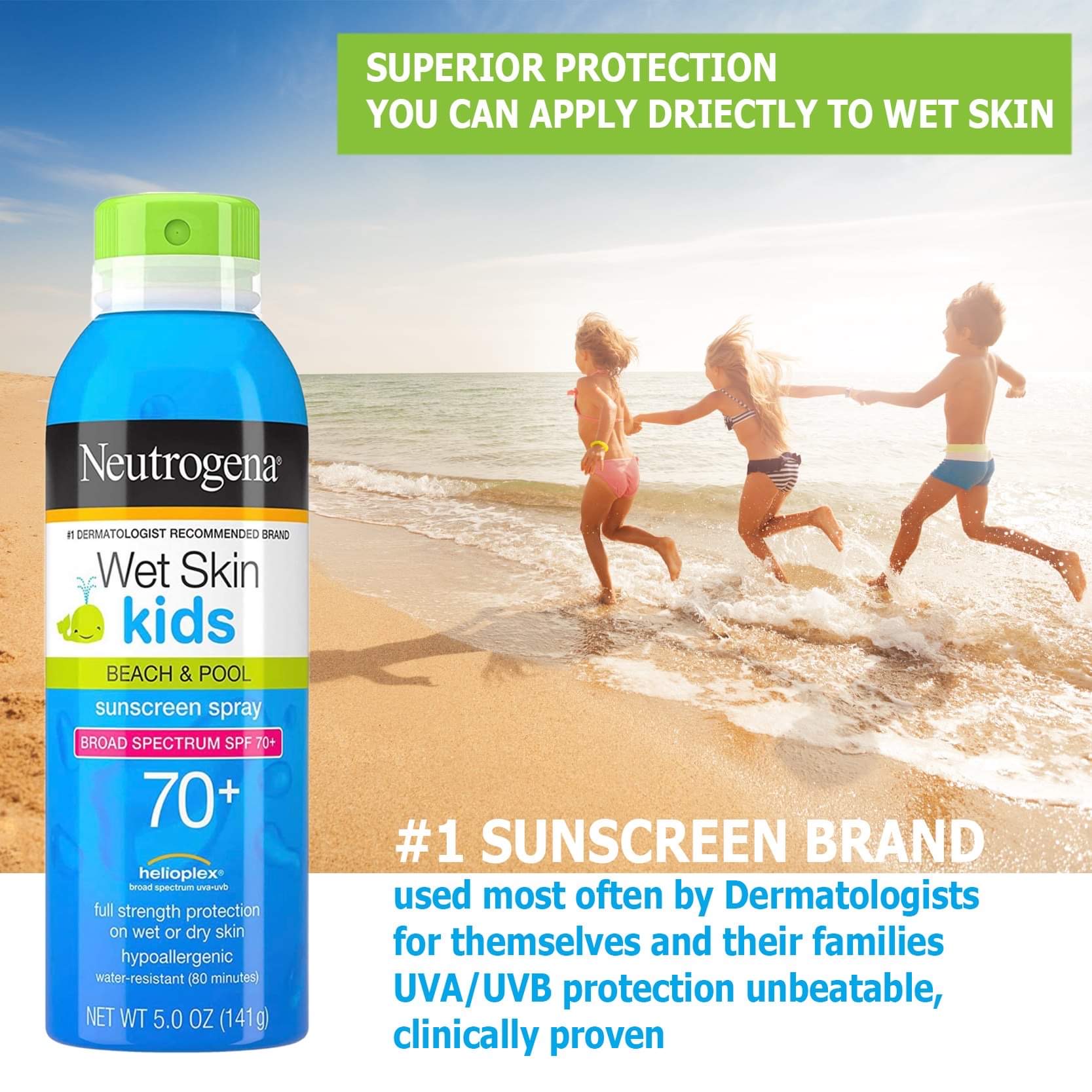 Neutrogena Kids Wet Skin SPF70 สเปรย์กันแดดสำหรับเด็ก - Penjanerh ...