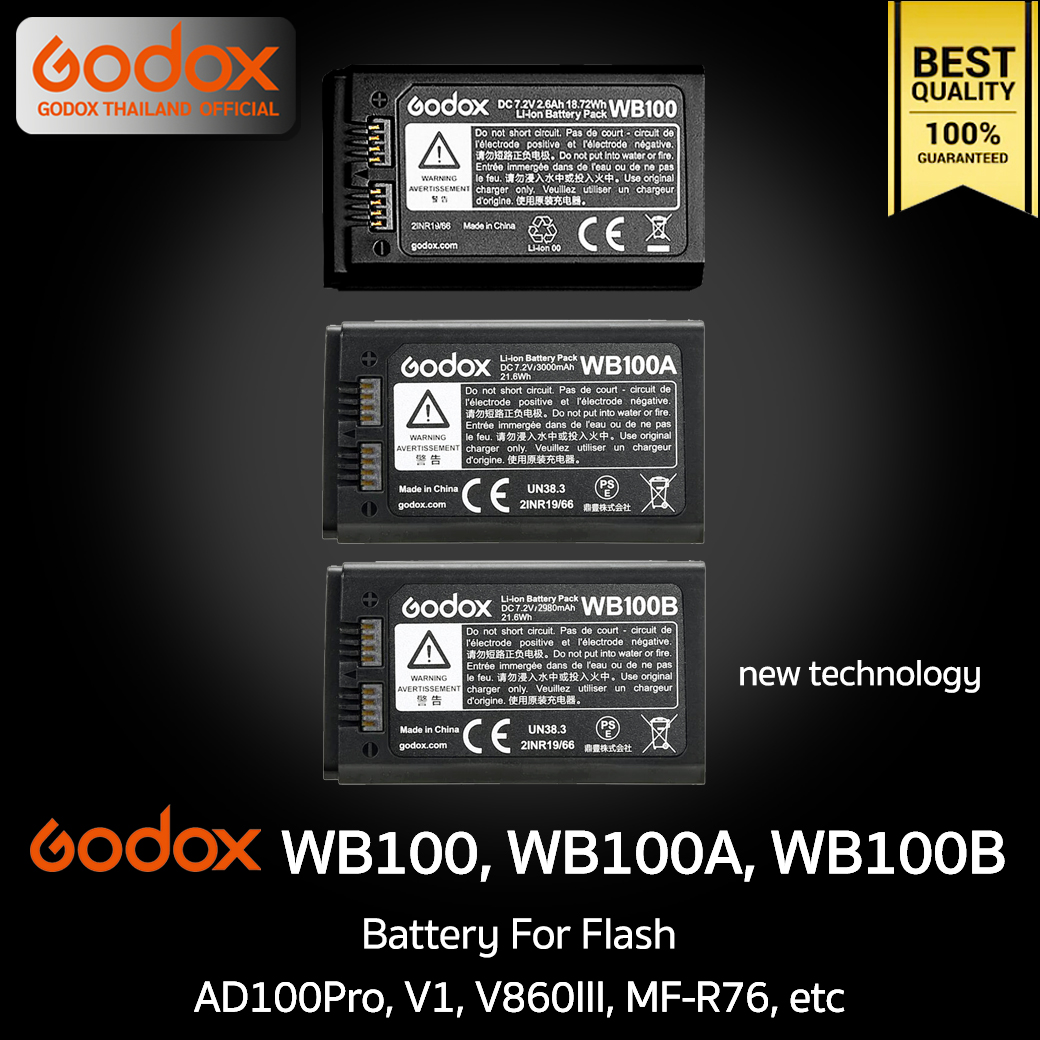 Godox Battery WB100, WB100A, WB100B - For Flash AD100Pro, V1, V860III ...