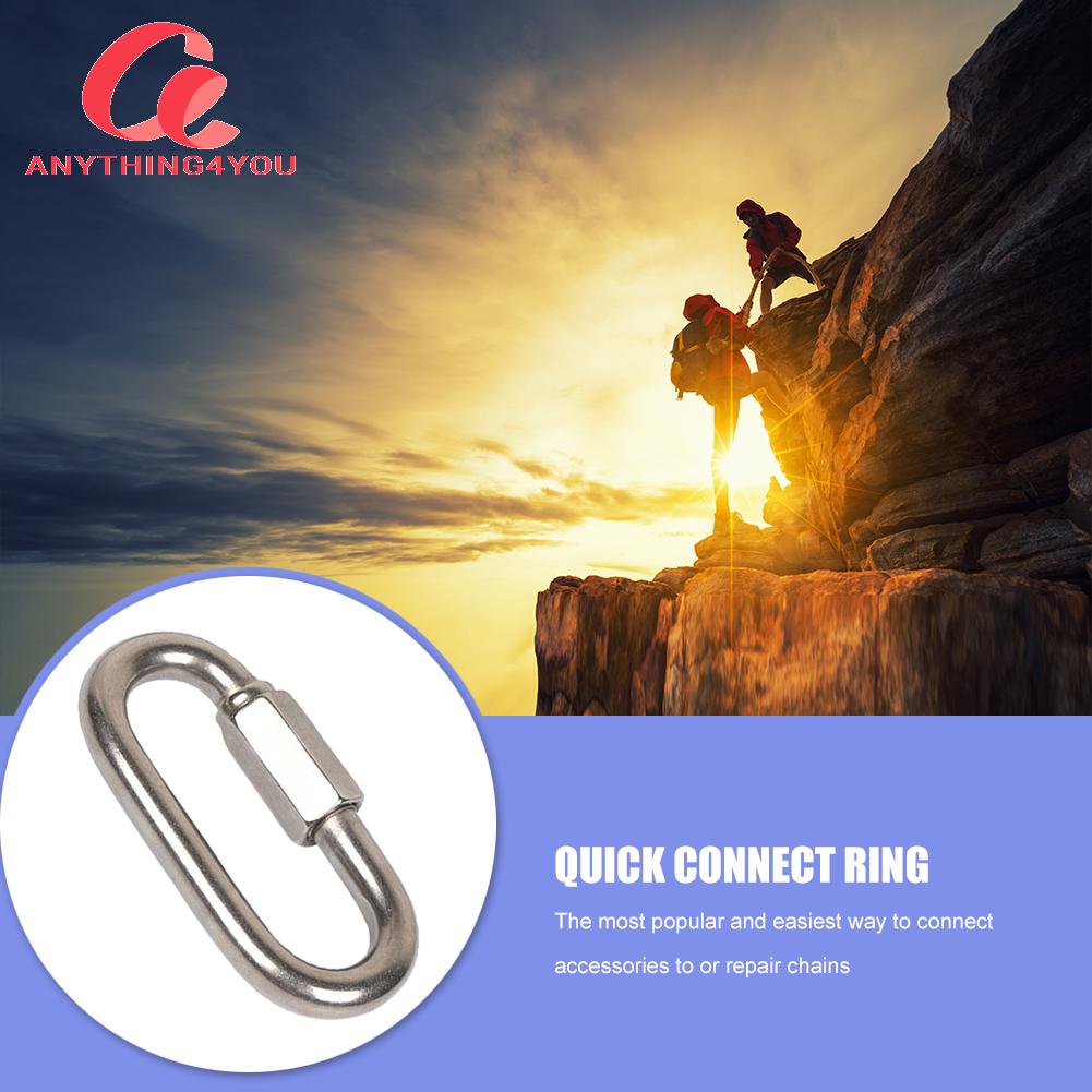 Stainless Steel Screw Lock Quick Links Chain Climbing Carabiner Snap ...