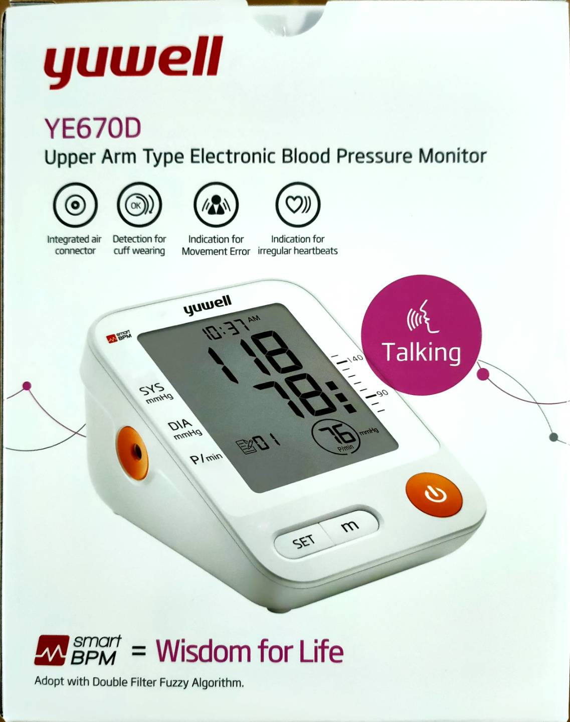 YUWELL เครื่องวัดความดัน รุ่น YE670D (มีเสียงพูดภาษาไทย)แขนใหญ่ใช้ได้ ...