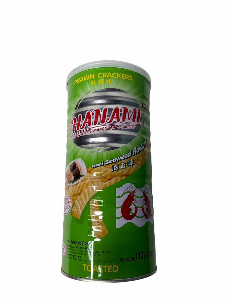 ฮานามิ ข้าวเกรียบกุ้ง รส โนริสาหร่าย กระป๋องสีเขียว HANAMI PRAWN ...