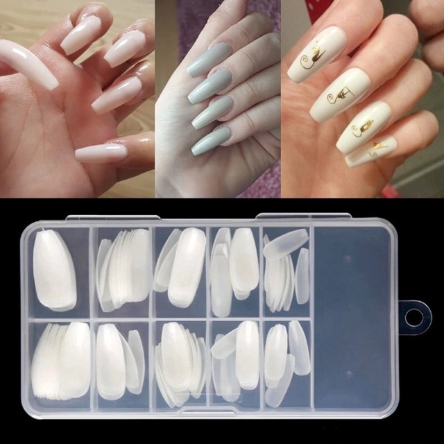 เล็บพีวีซี PVC Nail 100ชิ้น ทรงคอฟฟี่ ยาว สีขุ่น/ใส | Lazada.co.th