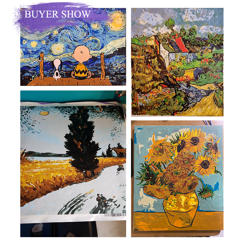 Van Gogh Painting By Number Oil Picture On Canvas DIY Kits Acrylic ...