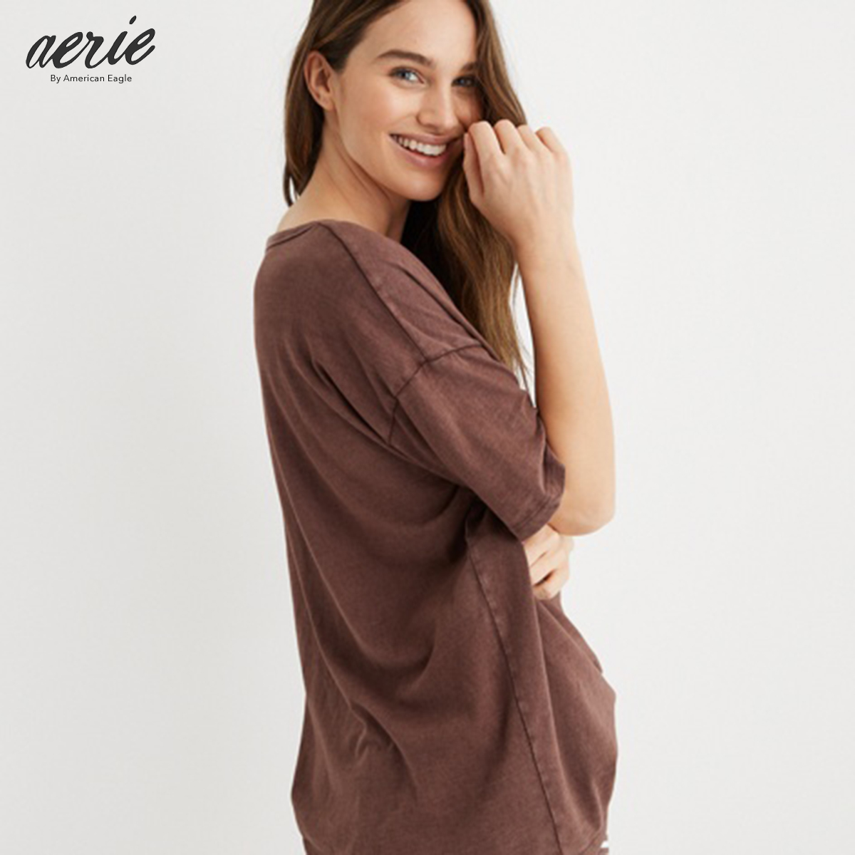 Aerie Boyfriend Voop Oversized T-Shirt เสื้อยืด ผู้หญิง โอเวอร์ไซส์ บอยเฟรนด์( AAP 078-2085-217 ...