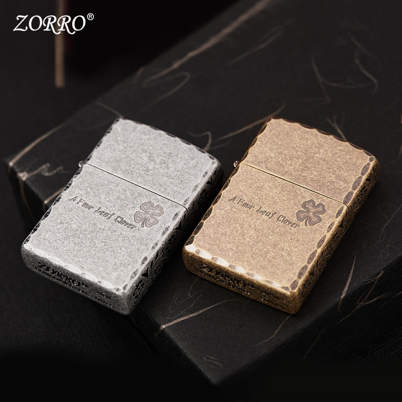 Zorro kerosene lighter pure copper clovers creative ancient silver ...