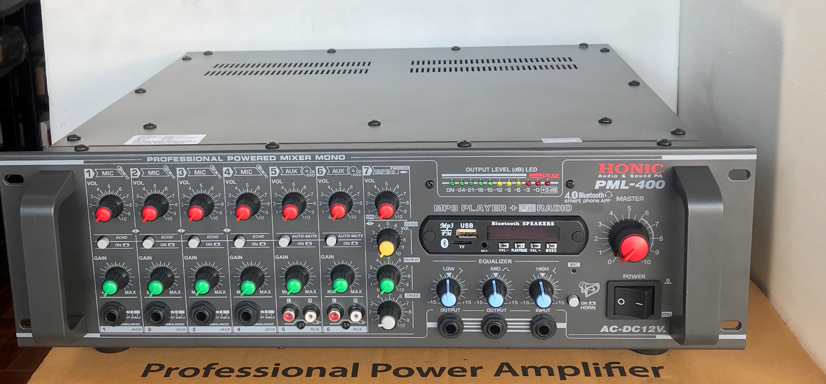 HONIC PML400 เครื่องขยายเสียง เครื่องขยายประกาศใช้กับลำโพงฮอร์นและตู้ลำโพงมี USB,บลูทูธ มีแม่ลาย ...