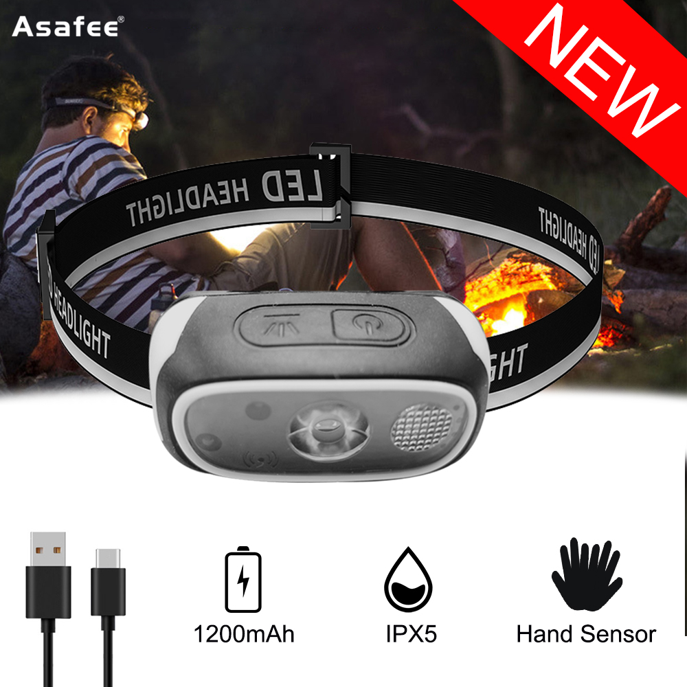 Asafee B1S XPG+RED Light induction portable headlight 1200mAh battery ...