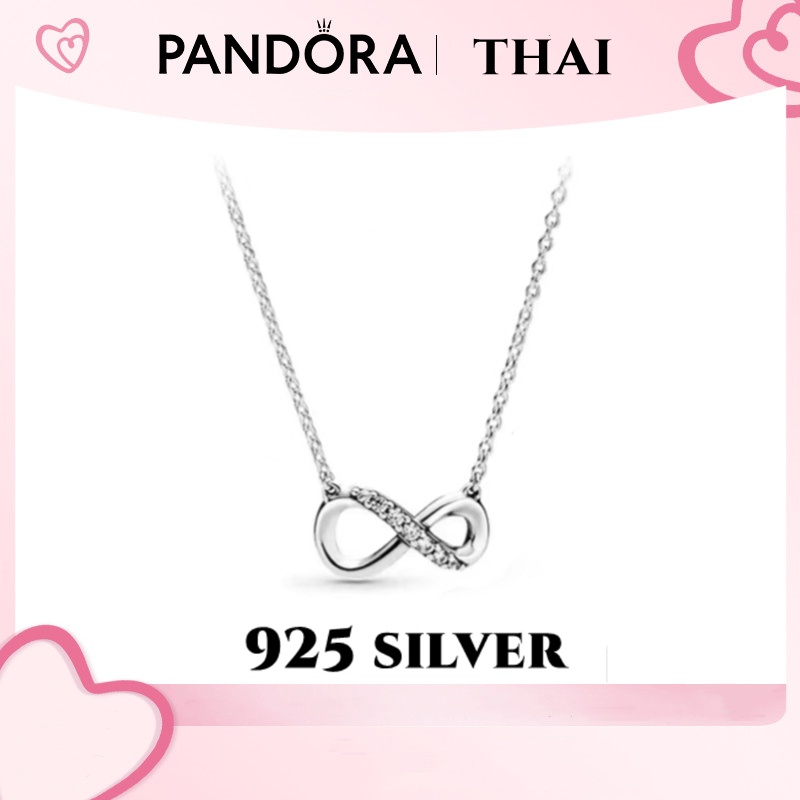 Pandora เงิน925 สร้อยคอ กำไล ความรักนิรันดร์ 925 silver Shiny Eternity Necklace/Bracelet ของแท้ ...