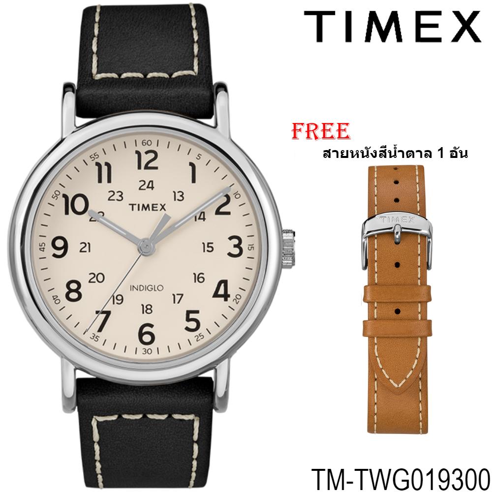 Timex TWG019300 นาฬิกาข้อมือผู้ชายและหญิง สายหนัง สีดำ (ฺBox Set พร้อม ...