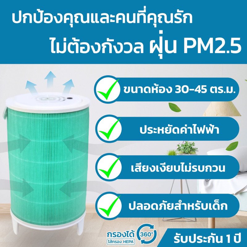 เครื่องฟอกอากาศ Diy ขนาดรุ่น 45ตร.ม กรองฝุ่นPM2.5 แบคทีเรีย สารก่อภูมิแพ้ ฝุ่นPM2.5 สาร ...