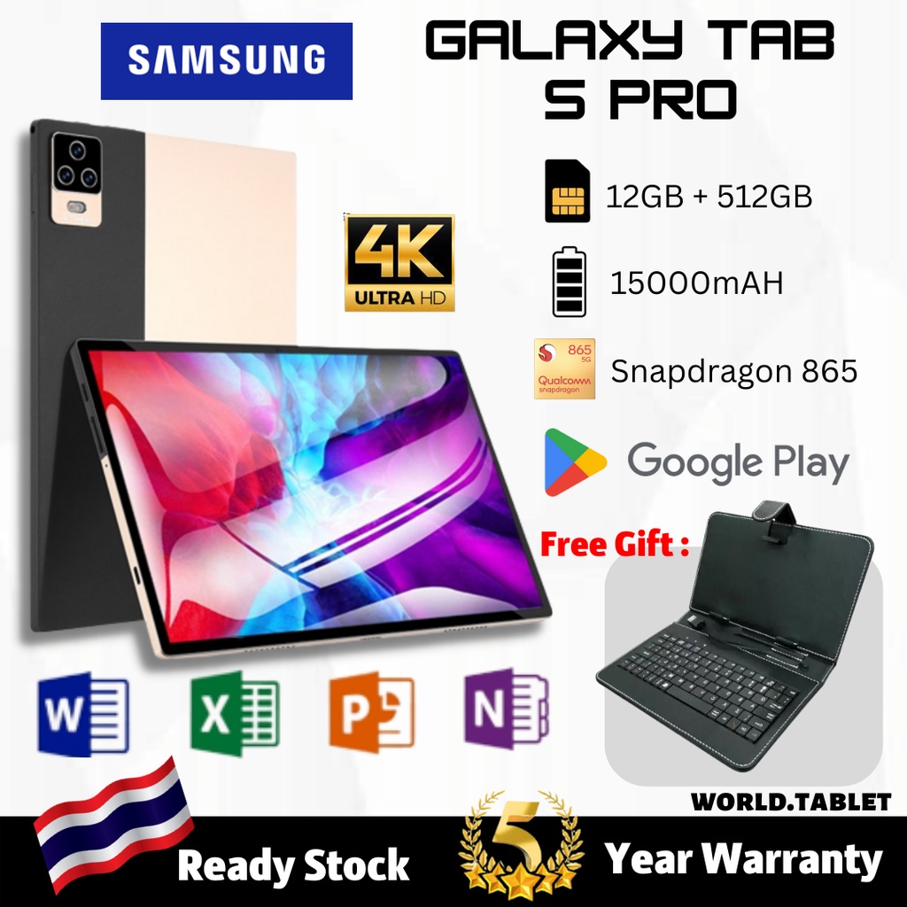 Tablet PC Samsung แท็บเล็ต 12 Inch Android 9.1 12GB RAM 512GB ROM สอง ...