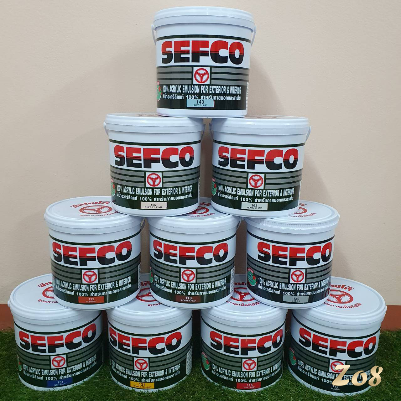 (No.136) สีน้ำอะครีลิคแท้ เกรดพรีเมียม สีน้ำ สีทาบ้าน สำหรับทาภายนอกและภายใน สีเขียวมรกต OPAL ...