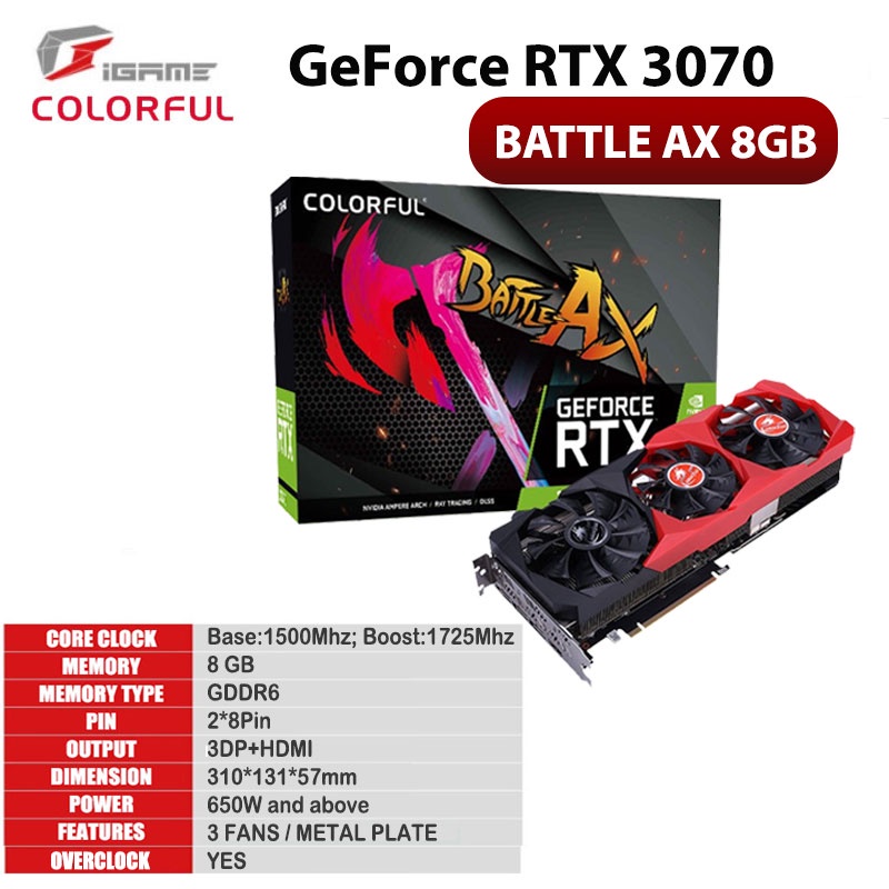 Colorful IGAME การ์ดจอ Nvidia GeForce RTX 3070 8GB OC Battle Ax Graphic ...