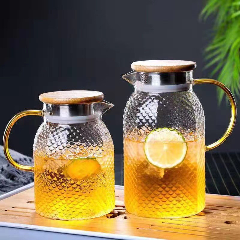 Glass Large-capacity Water Jug with Rice Grain Pattern Heating Glass ...