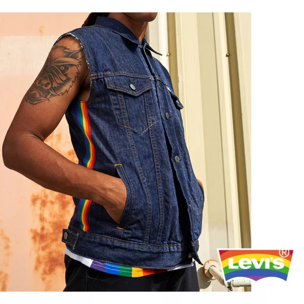 LEVIS Pride Edition denim trucker vest M sleeveless jean jacket ...