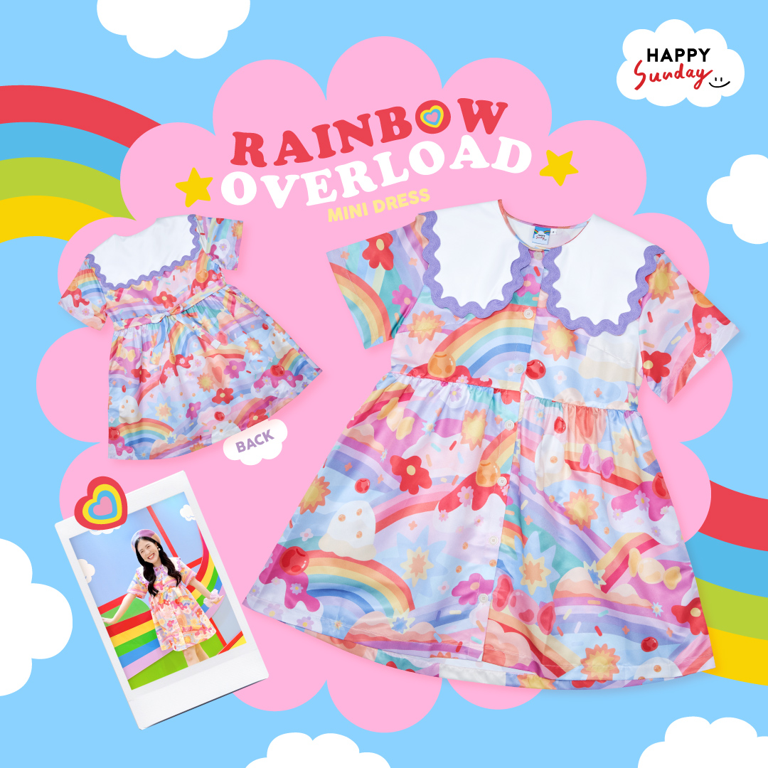 RAINBOW OVERLOAD Mini Dress | ชุดเดรสคอปกพิมพ์ลาย | Lazada.co.th