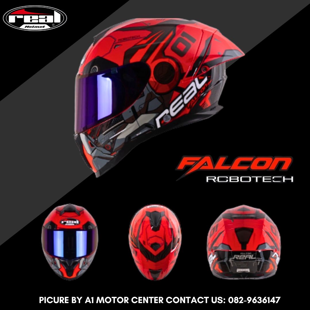 หมวกกันน็อค REAL รุ่น Falcon Robotech ชิวปรอบอิริเดียม รองรับการติดตั้ง ...