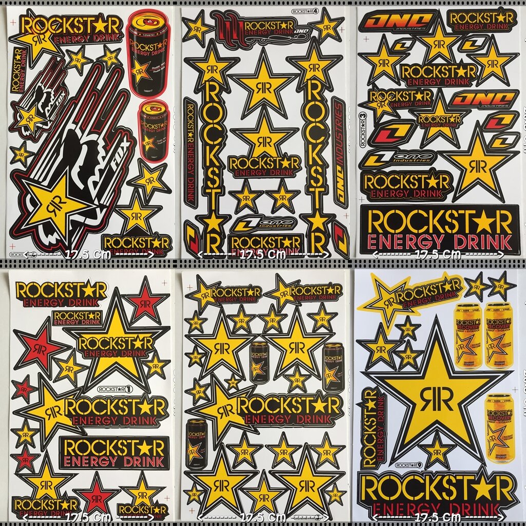 Rockstar Energy Drink สติกเกอร์ เคลือบกันน้ำ ไดคัท มอเตอร์ไซด์ รถซิ่ง ...